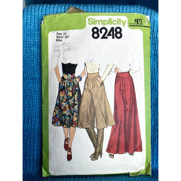 neelam | Office | Simplicity 8248 Sewing Pattern Culottes 97s Size 10 ...